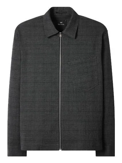 Paul Smith Grey Textured-cotton Check Zip Overshirt - Black