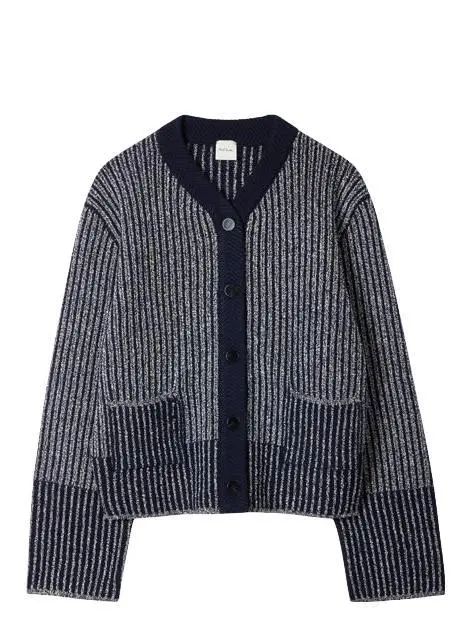 Paul Smith Wool-blend Ribbed Knit Cardigan - Blue