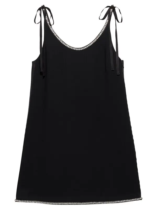 Prada Sablé Embellished Mini Dress - Black