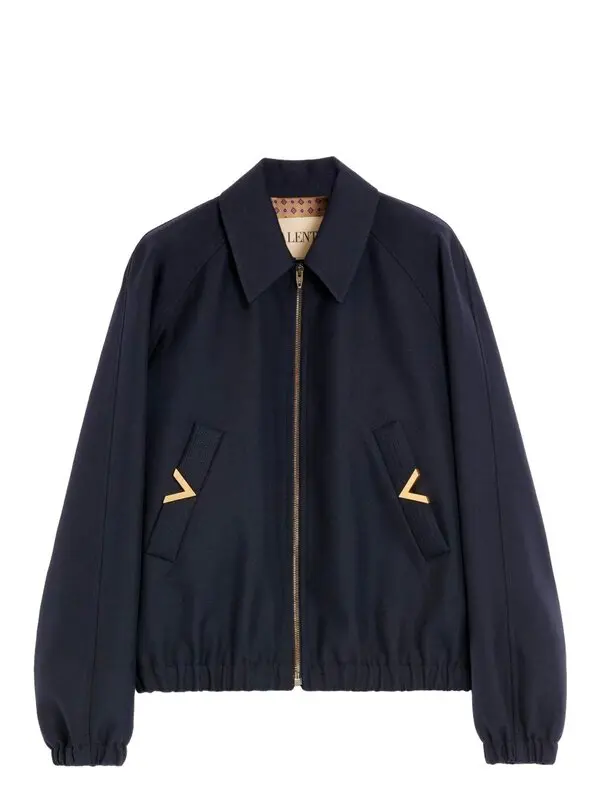 Valentino Garavani Vgold Wool Blend Blouson Jacket - Blue