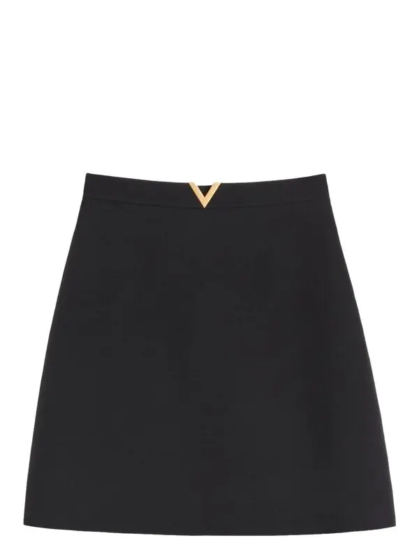 Valentino Garavani Vlogo Signature Wool And Silk Skirt - Black