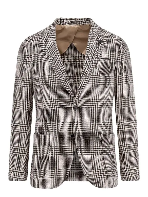 LARDINI Iconic Checked Jacket - Beige