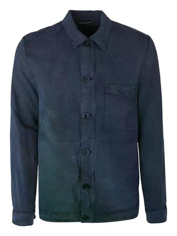 120% Lino Buttoned Giacca Jacket - Blue
