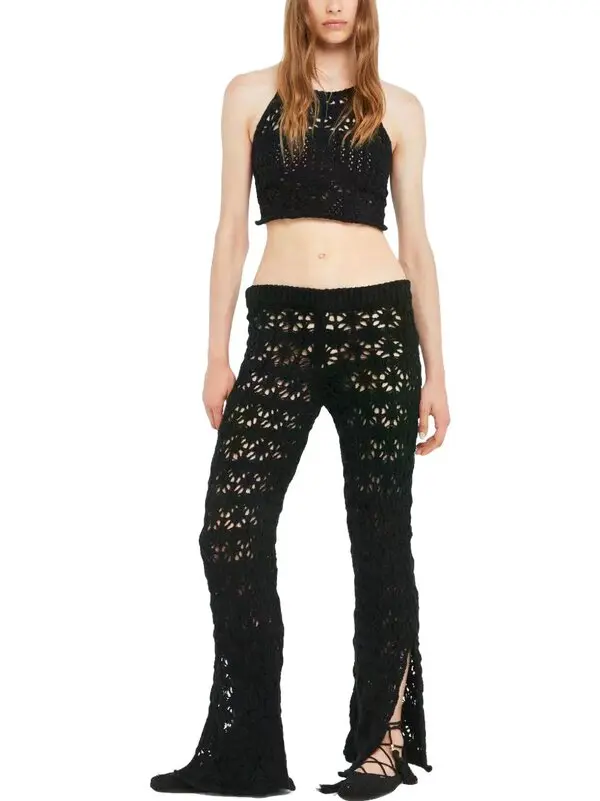Alanui Lagoon Romance Crochet Trousers - Black