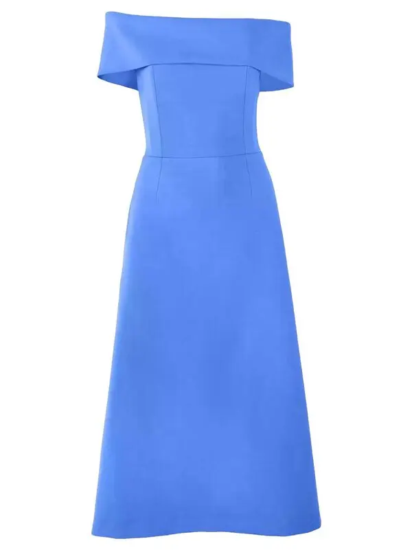 Carolina Herrera A-line Off-shoulder Midi Dress - Blue