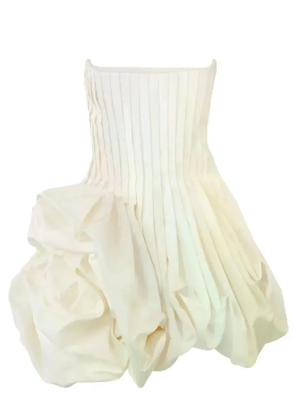 Carolina Herrera Pleated Mini Dress - Neutrals