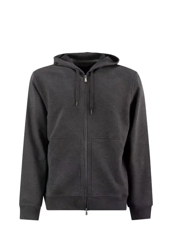 Brunello Cucinelli Hooded Zip-front Sweatshirt - Grey