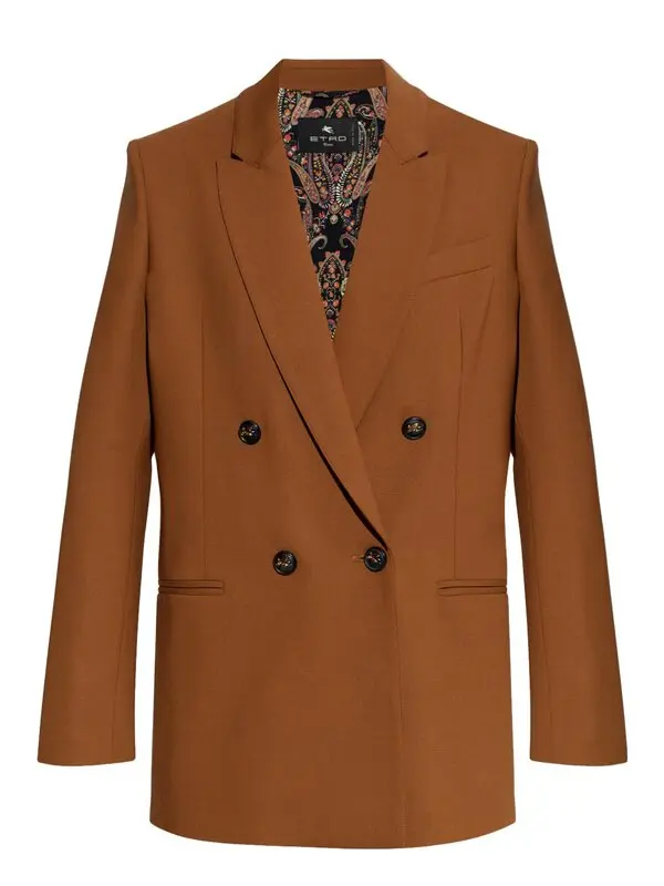 Etro Wool Double-breasted Blazer - Brown