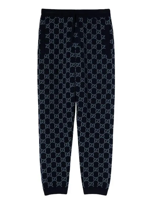 Gucci Gg Knit Double Wool Leisure Pants - Blue