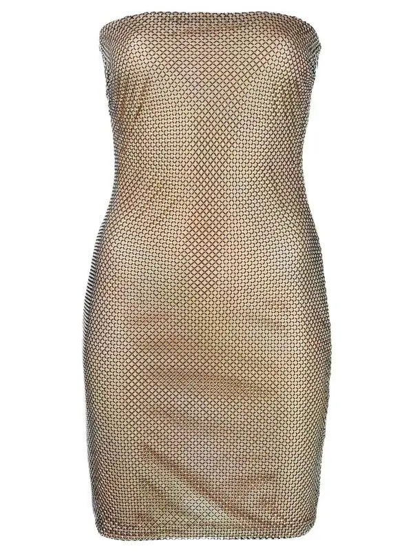 GENNY Mesh-detail Strapless Mini Dress - Neutrals