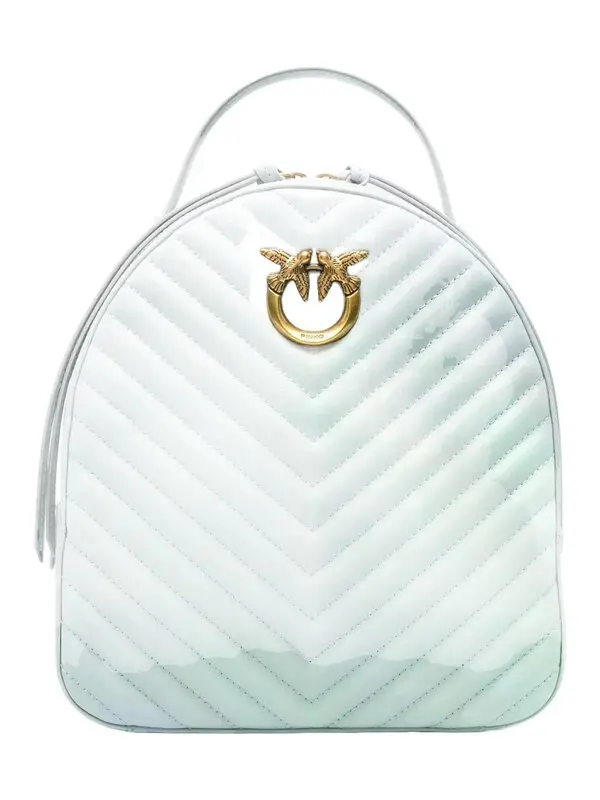 Pinko Love Quilted Leather Backpack - Grey