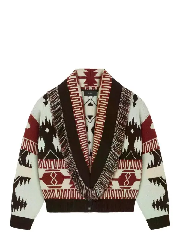 Alanui Icon Jacquard Fringed Cardigan - Neutrals