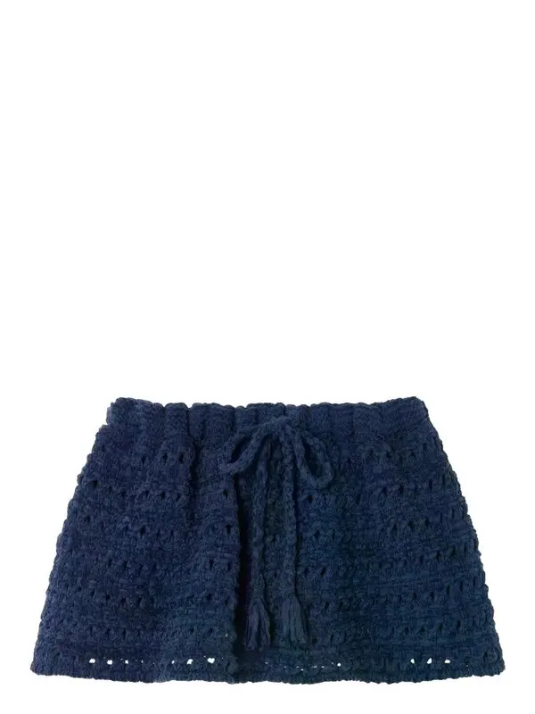 Alanui Crochet Mini Skirt With Tassel Details - Blue