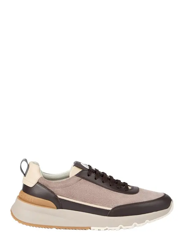 Brunello Cucinelli Suede And Calfskin Runner Sneakers - Brown