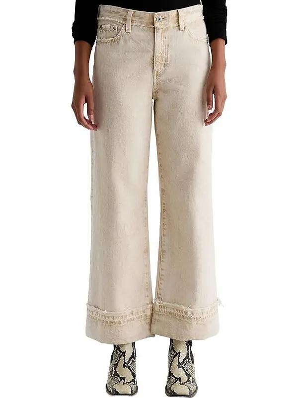 Ag Saige Mid Rise Wide Leg Crop Jeans - Sulfur Melange Camel