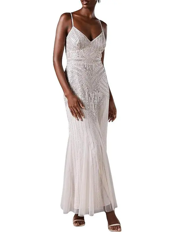 Coast Deco Embellished Cami Maxi Dress - Neutral