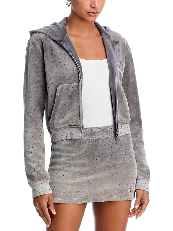 Alexander Wang T Embellished Hoodie - Titanium