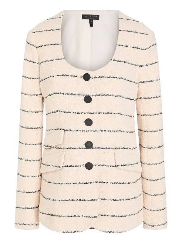 Rag & Bone Striped Cotton-tweed Blazer - Cream