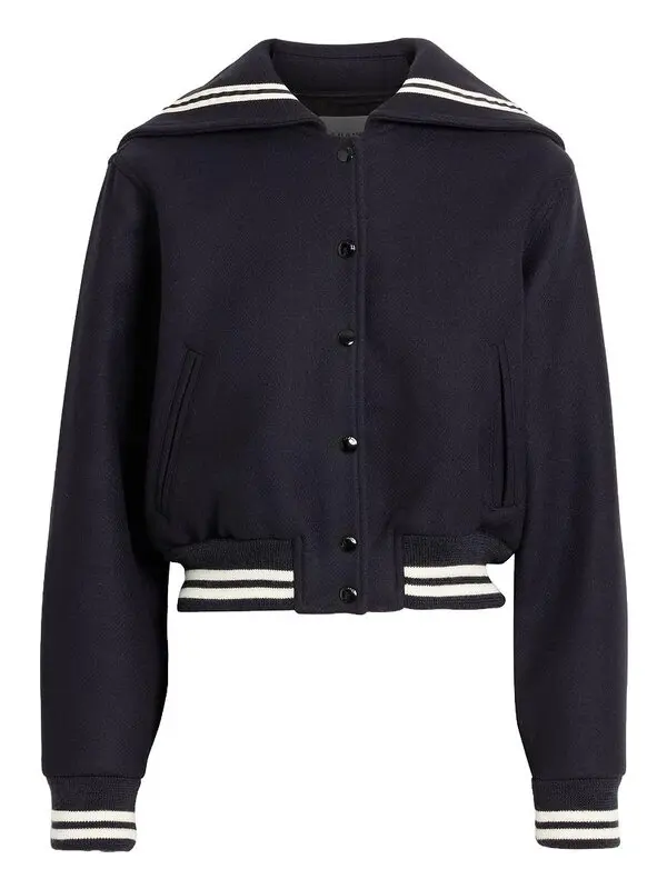 FRAME Varsity Wool-blend Twill Bomber Jacket - Midnight Blue