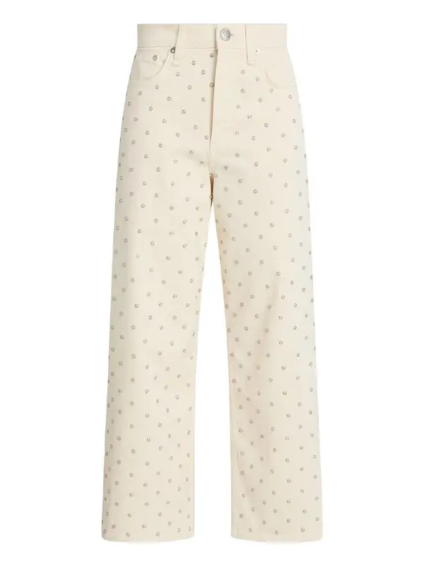 Rag & Bone Andi Cropped Embellished Wide-leg Jeans - Ivory