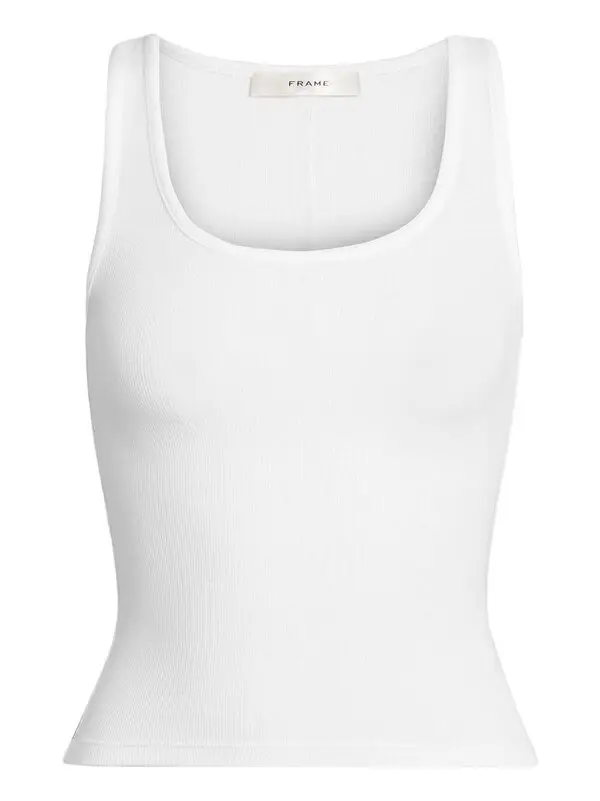 FRAME Ribbed Stretch-modal Tank - White