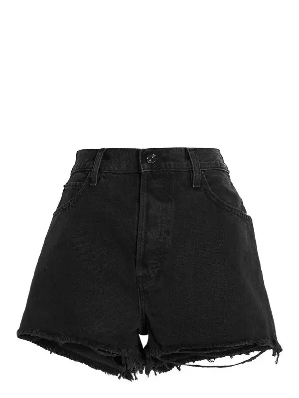 FRAME The Dare Distressed Denim Shorts - Black
