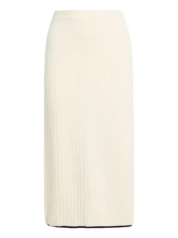 FRAME Cable-knit Cashmere And Silk-blend Midi Skirt - Ivory