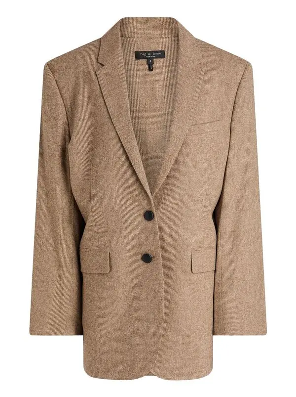 Rag & Bone Prince Of Wales Checked Wool-blend Blazer - Taupe