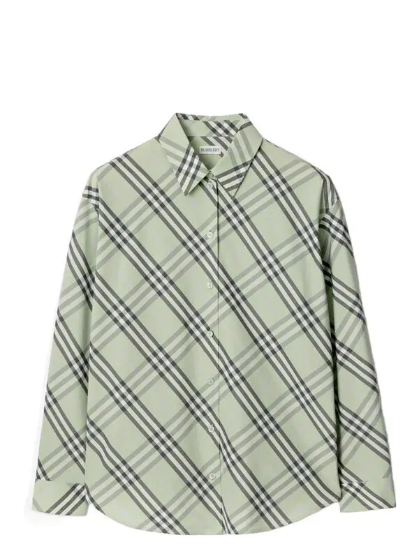 Burberry Relaxed Fit Check Cotton Shirt - Seafoam Green
