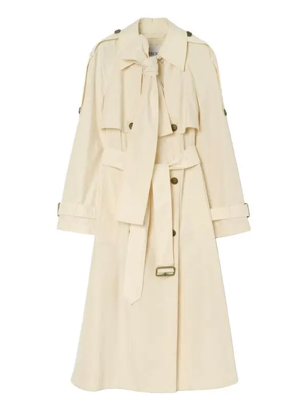 Burberry Long Canvas Trerose Trench Coat - Tundra Beige