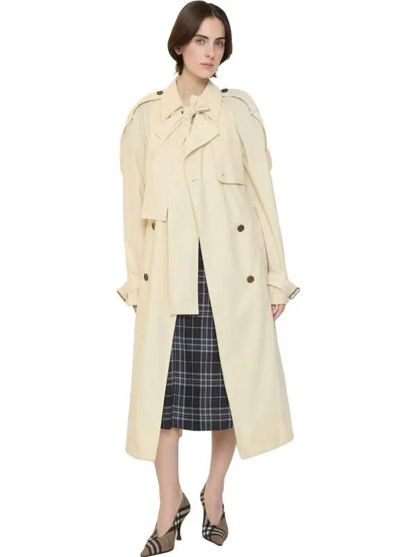 Burberry Long Canvas Trerose Trench Coat - Tundra Beige