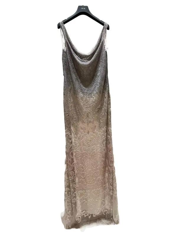 Dior Silk Tulle Gown - Silver And Beige