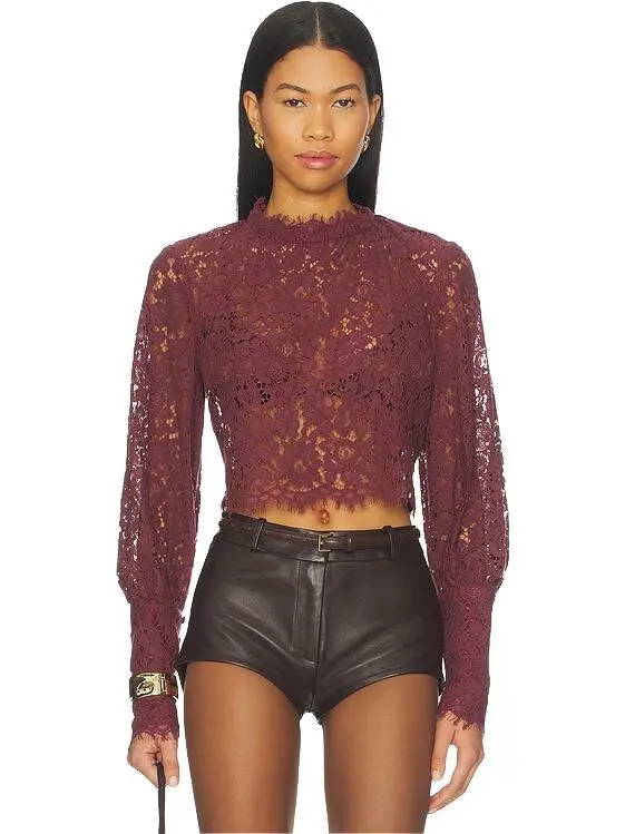 Bardot Lace Georgia Top - Deep Plum