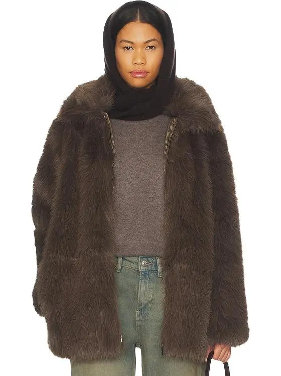 Sanctuary Carmen Faux Fur Coat - Morel