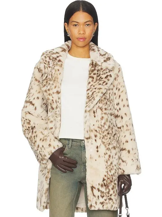 LAMARQUE Linnea Faux Fur Coat - Beige Leopard
