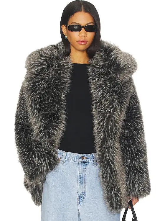 LAMARQUE Finaya Faux Fur Jacket - Black & Grey