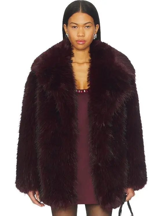 LAMARQUE Finaya Faux Fur Trench Coat - Vamp