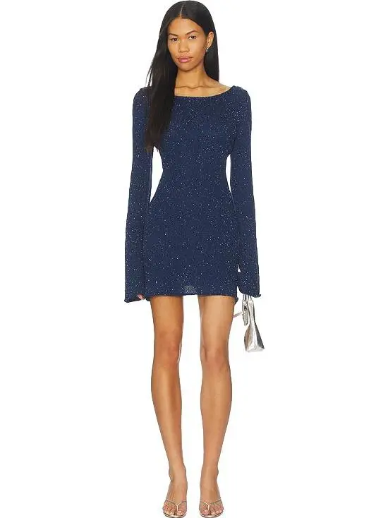 ASTA RESORT Maya Longsleeve Mini Dress - Navy Sequin