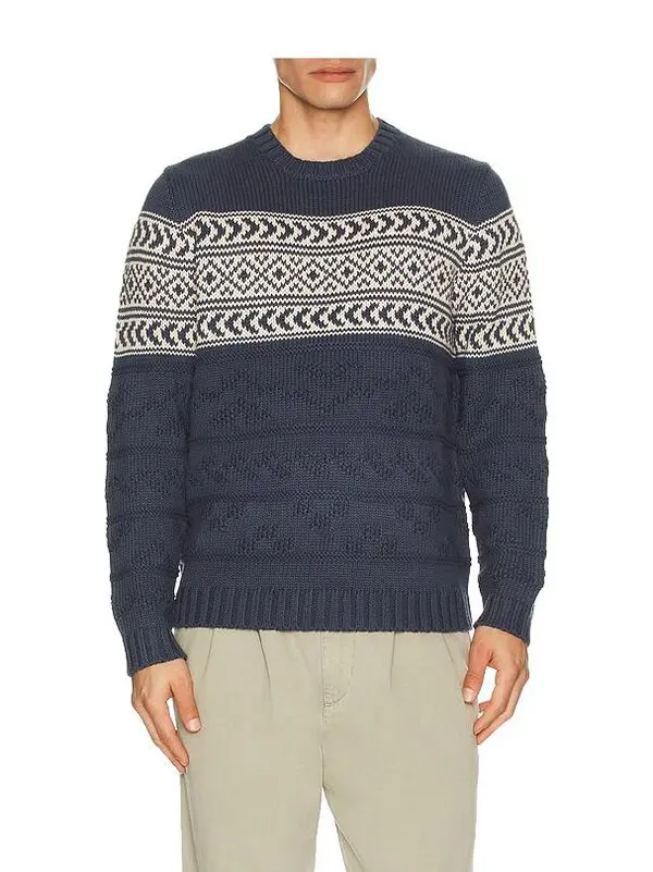 Marine Layer Textured Fair Isle Sweater - Navy