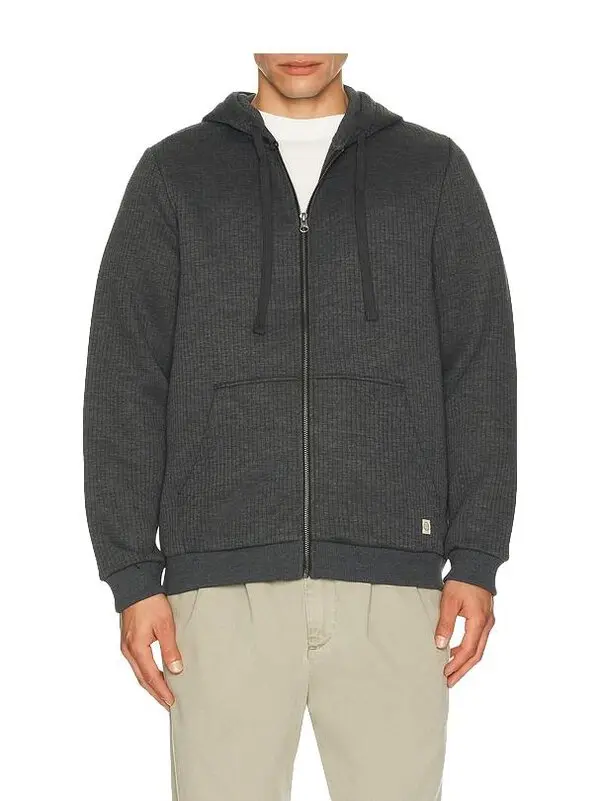 Marine Layer Corbet Quilted Zip Hoodie - Black Heather