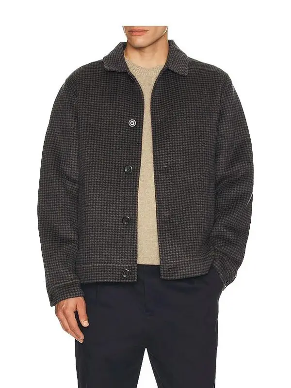 Marine Layer Wool Jacket - Navy & Taupe Houndstooth