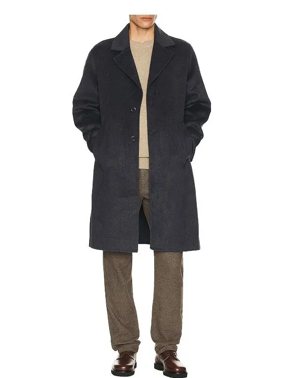 Marine Layer Wool Longline Coat - Navy Heather