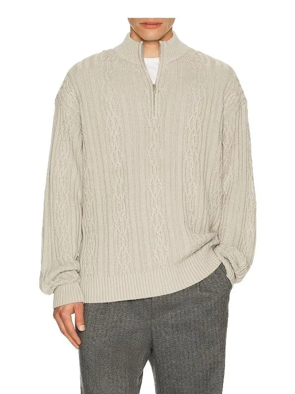 BOUND Cable Knit Half Zip Sweater - Mid Grey
