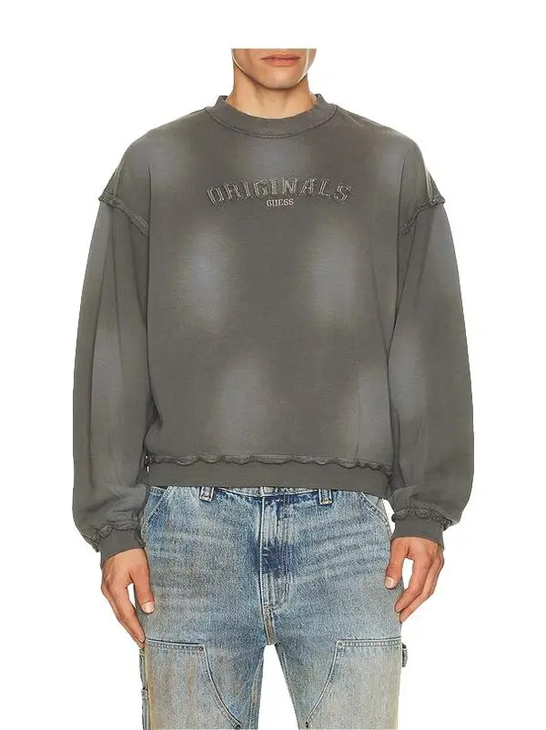 GUESS ORIGINALS Boxy Crewneck Sweater - Dark Grey