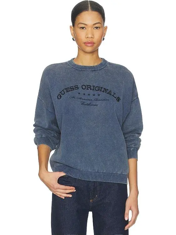 GUESS ORIGINALS Boxy Logo Sweater - Night Eclipse