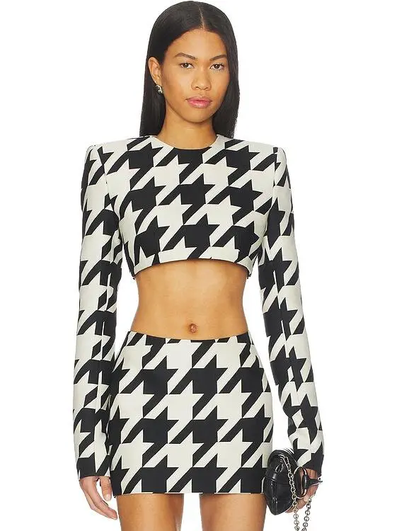 LAQUAN SMITH Cropped Shoulder Pad Top - Black & White