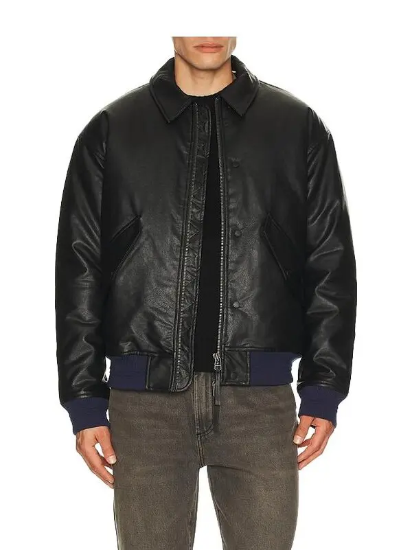 Scotch & Soda Faux Leather Puffer Jacket - Meteorite