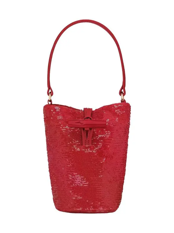 Longchamp Mini Le Roseau Sequin-embellished Bucket Bag - Red