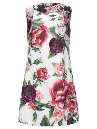 Dolce & Gabbana Mini Dress In Floral Jacquard - White