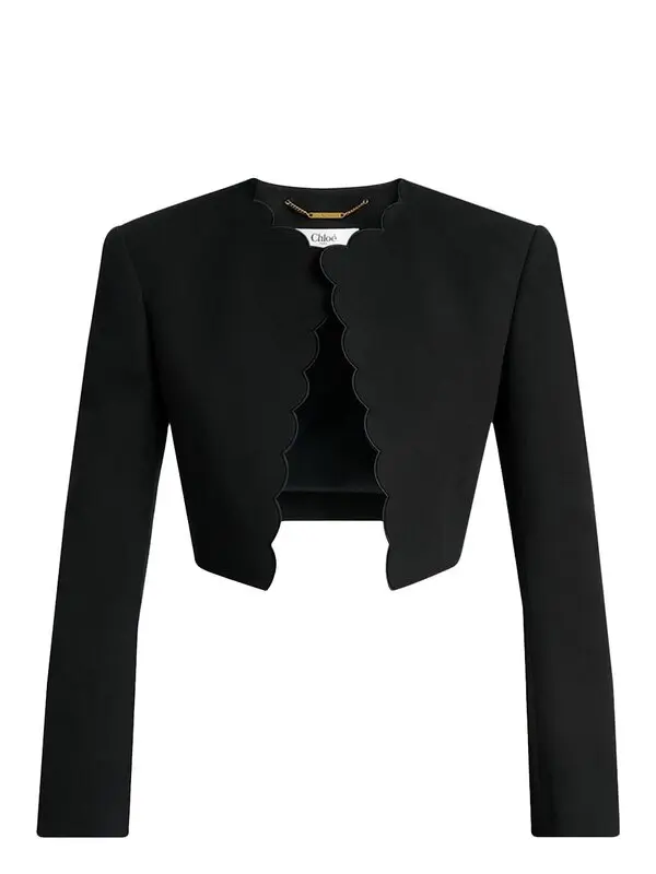 Chloé Scalloped Cavalry Cotton Crop Jacket - Black